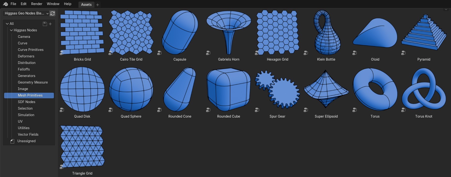 Mesh Primitives — Higgsas Geo Nodes Manual 0.1 documentation